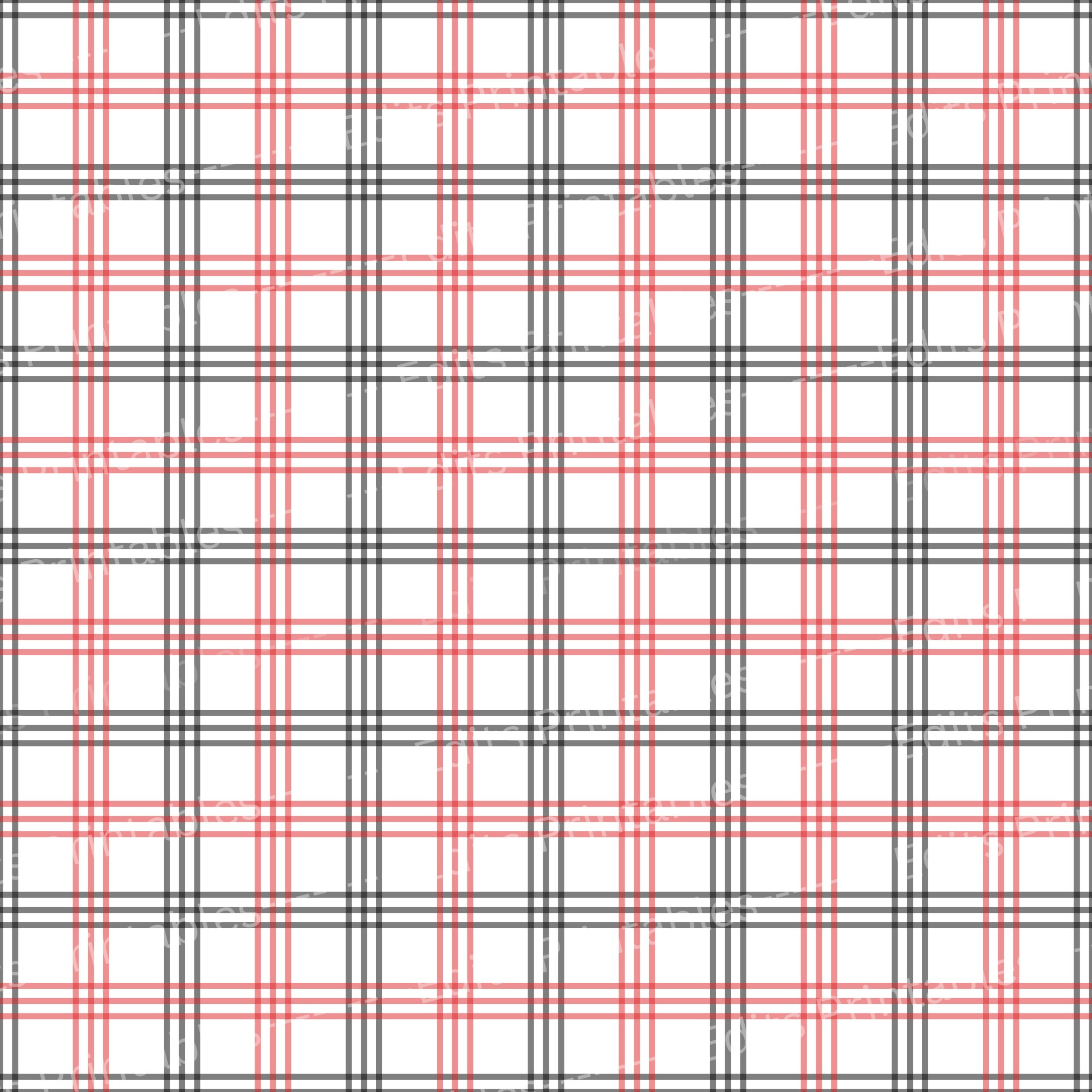 Plaid Digital Paper, Plaid Patterns Background Digital Paper, Red and ...