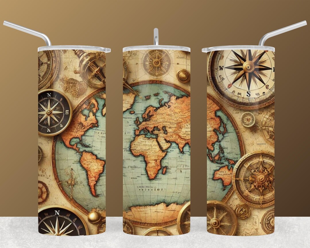 Vintage World Map Tumbler Wrap Digital Download - Etsy