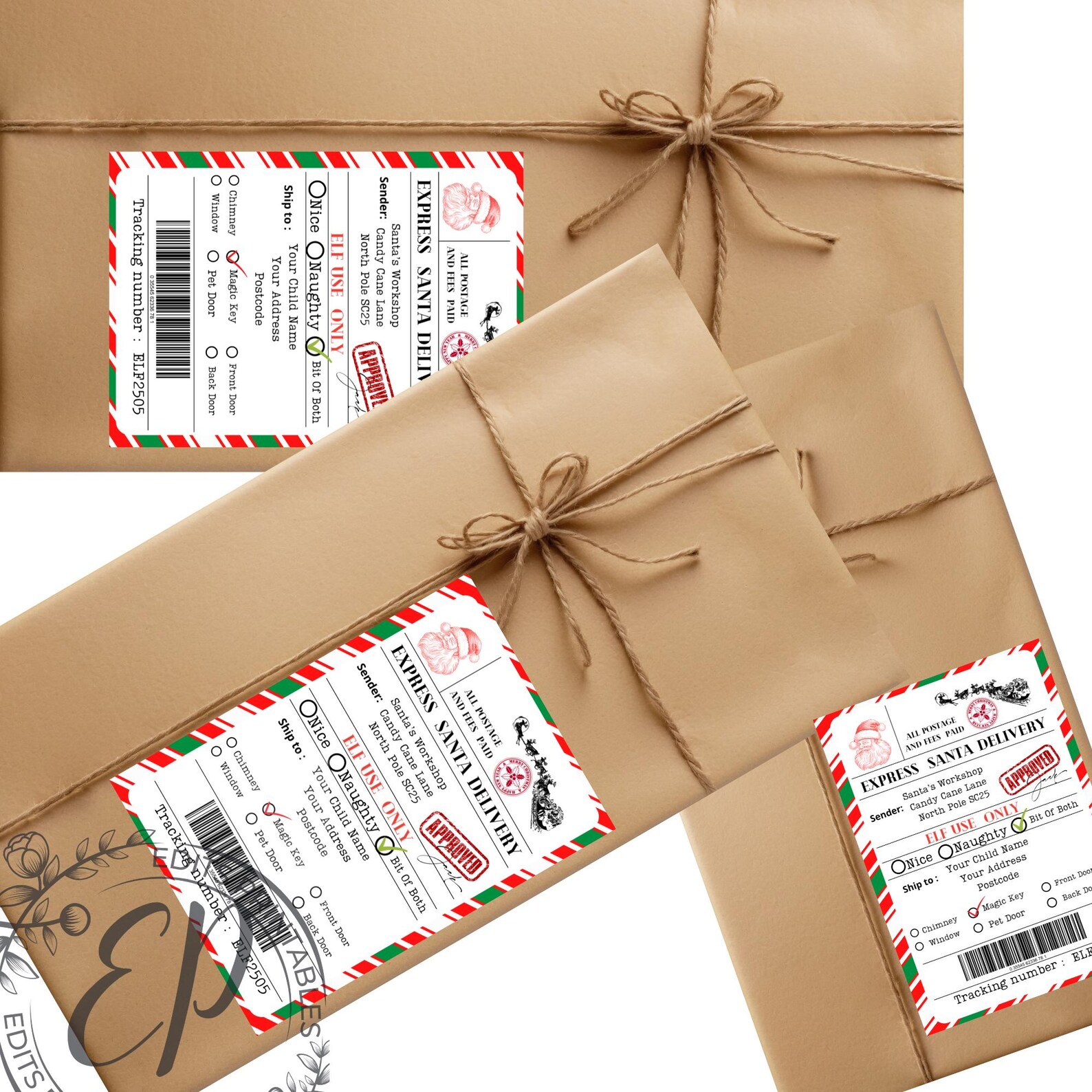 Printable Elf Arrival Box Shipping Label Template, North Pole Elf Mail ...