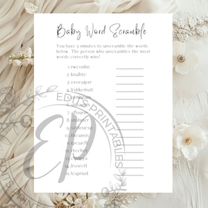 Baby Shower Word Scramble Game: Printable Trivia (PDF) - Etsy