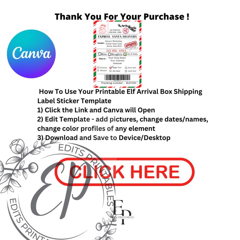 Printable Elf Arrival Box Shipping Label Template, North Pole Elf Mail ...