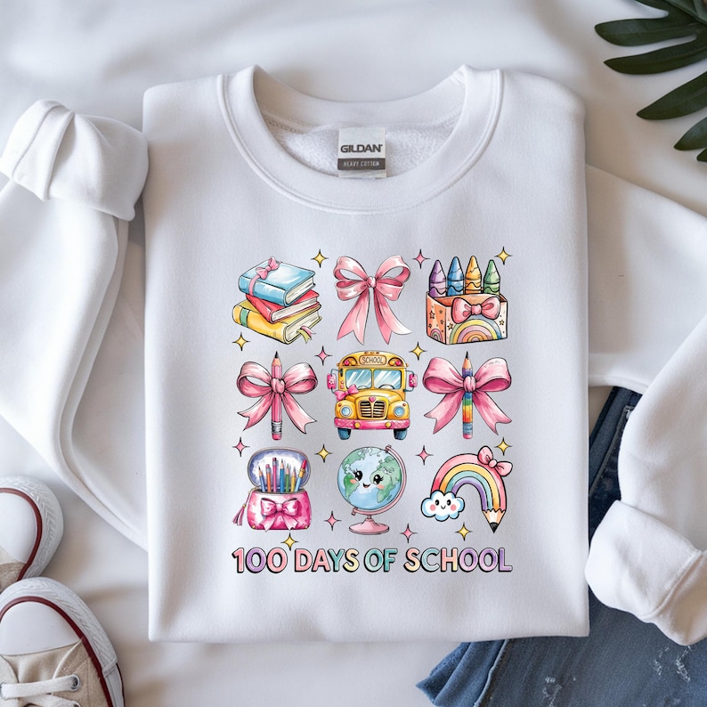 100 Days of School Clipart – Books, Crayons, School Bus (digital ...