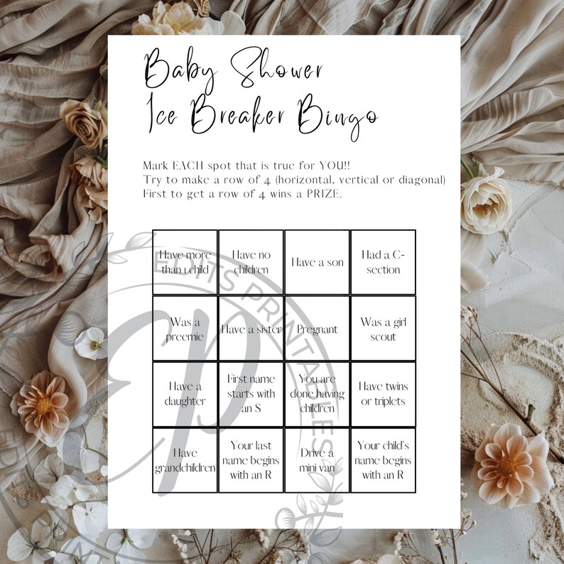Baby Shower Ice Breaker Bingo Game (PNG, PDF) - Etsy Australia