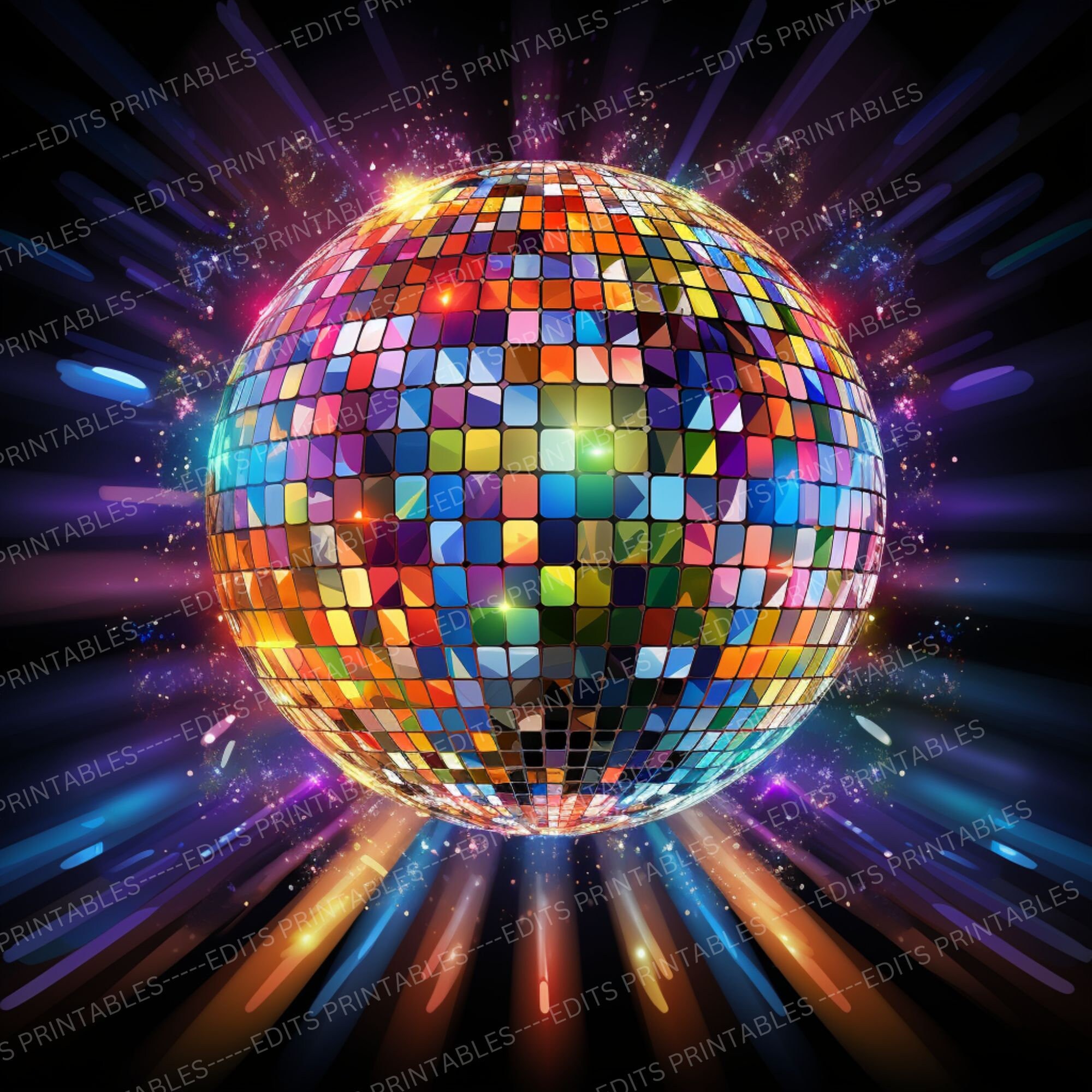 Disco Ball Digital Paper, INSTANT DOWNLOAD, 12x12, Disco Ball ...