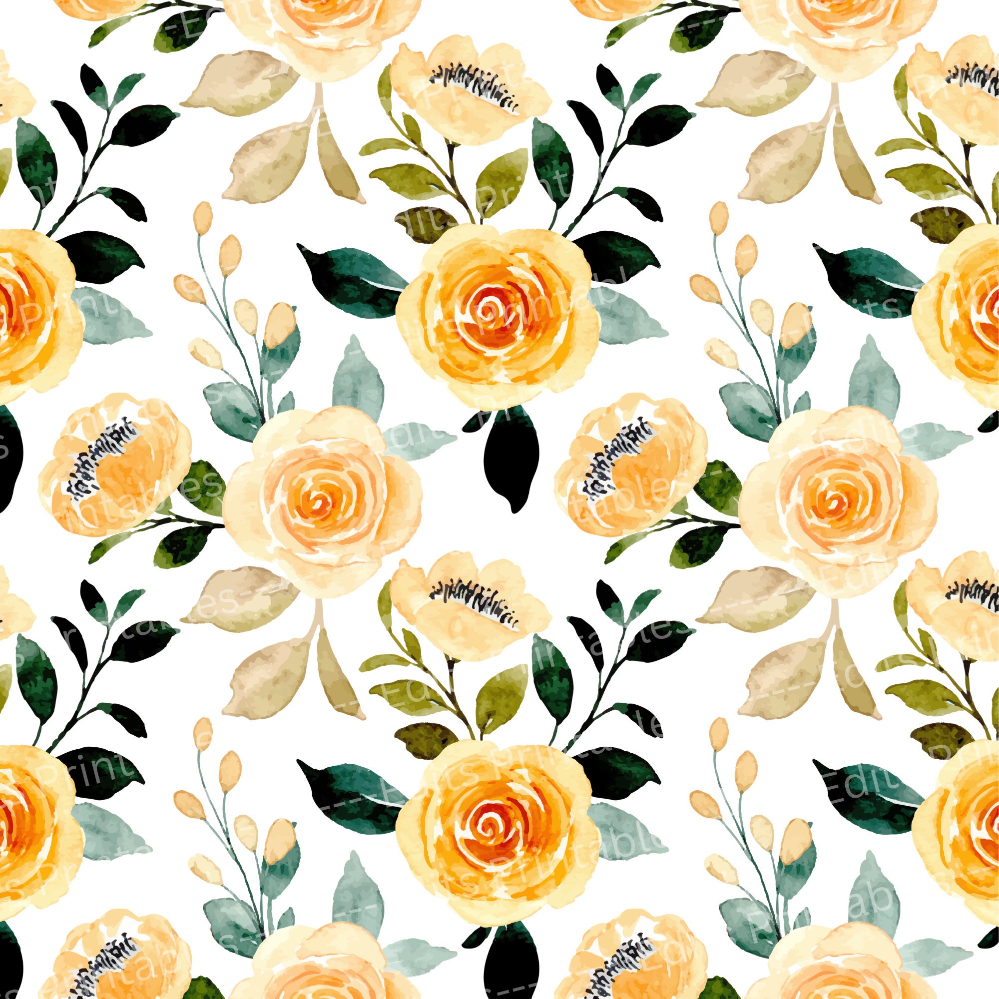 Digital Paper, Roses Pattern Digital Paper, INSTANT DOWNLOAD, 12x12 ...
