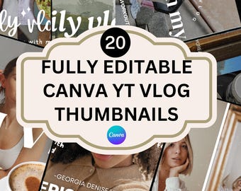 Youtube Thumbnail Templates, Pink Aesthetic, 25 Editable Canva ...