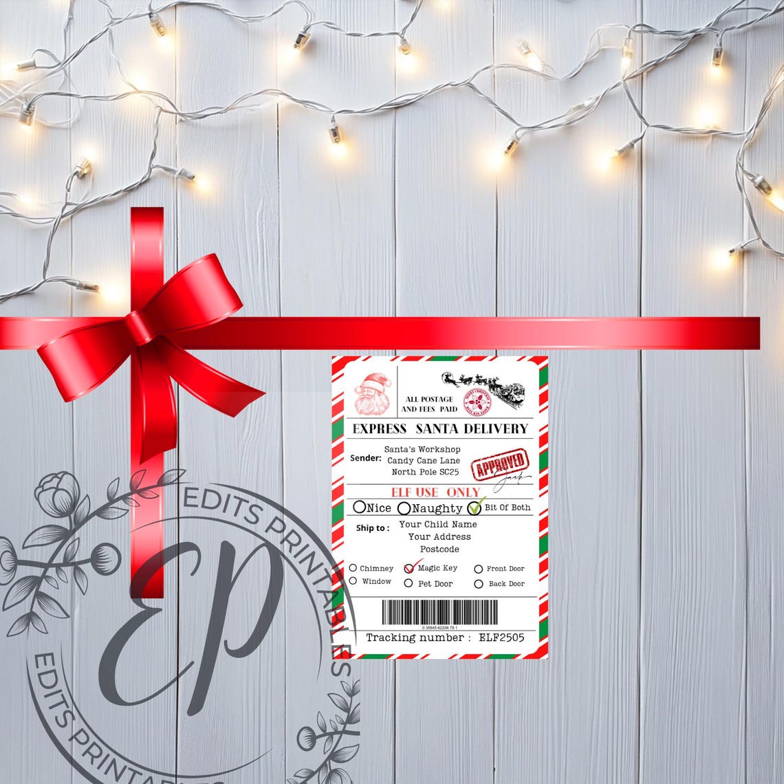 Printable Elf Arrival Box Shipping Label Template, North Pole Elf Mail ...
