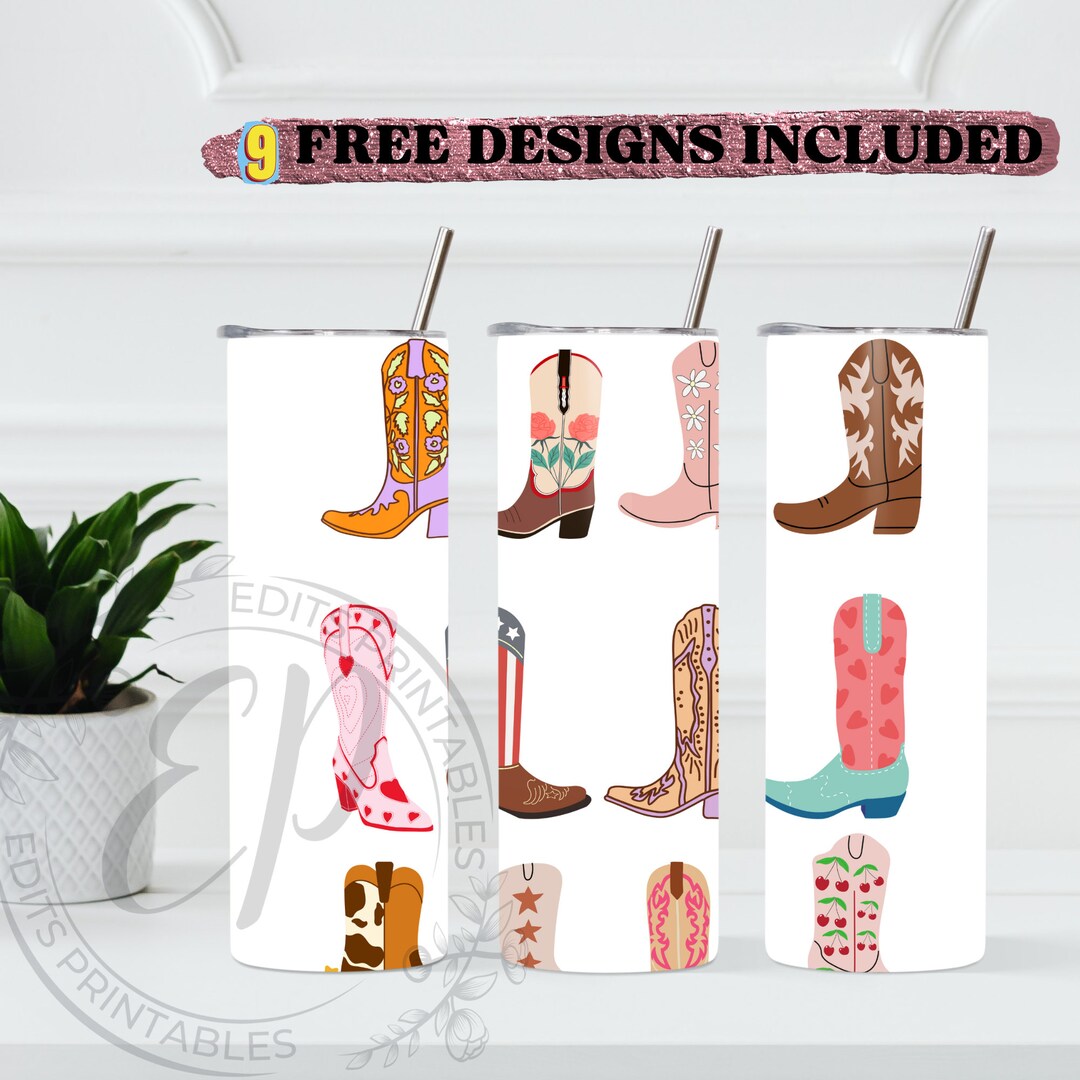 Cowboy Boots Sublimation Tumbler Wrap, 20 Oz Skinny Tumbler Sublimation ...