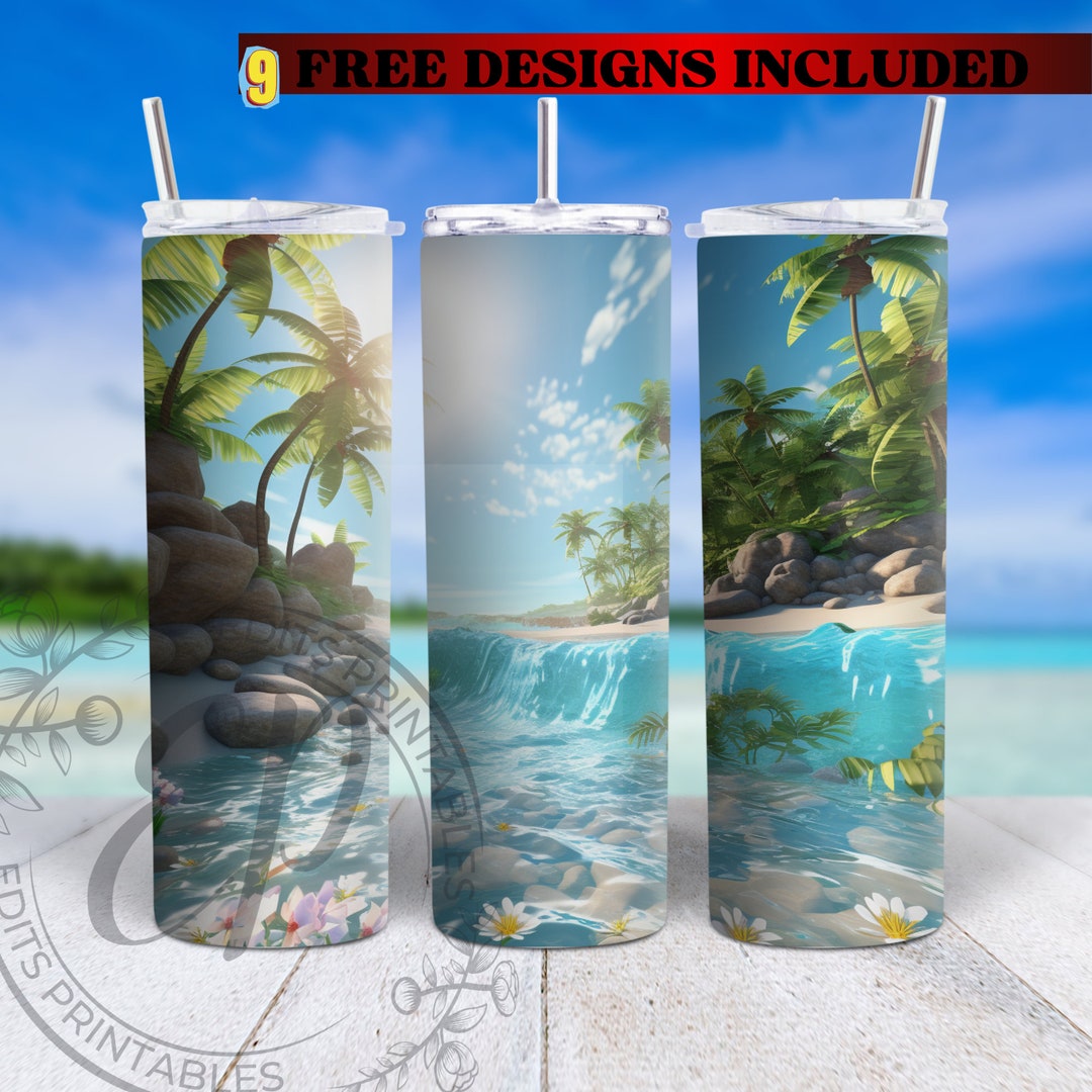 Beaches Sublimation Tumbler Wrap, 20 Oz Skinny Tumbler Sublimation ...