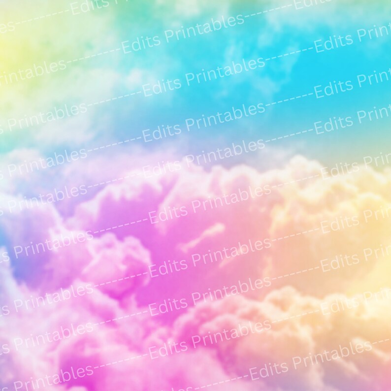 Rainbow Clouds Digital Paper INSTANT DOWNLOAD Digital Cloud - Etsy