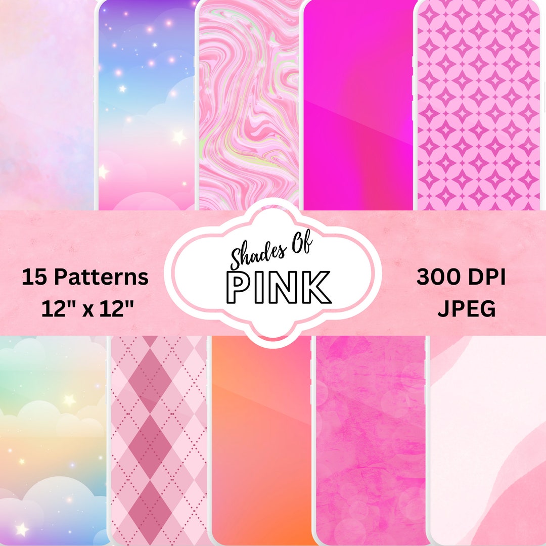 Shades of Pink Digital Paper, INSTANT DOWNLOAD, 12x12, Pink Background ...