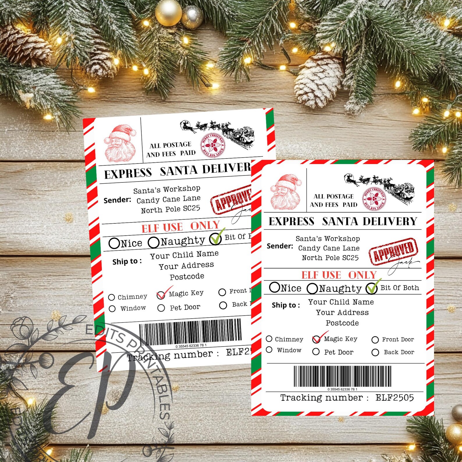 Printable Elf Arrival Box Shipping Label Template, North Pole Elf Mail ...