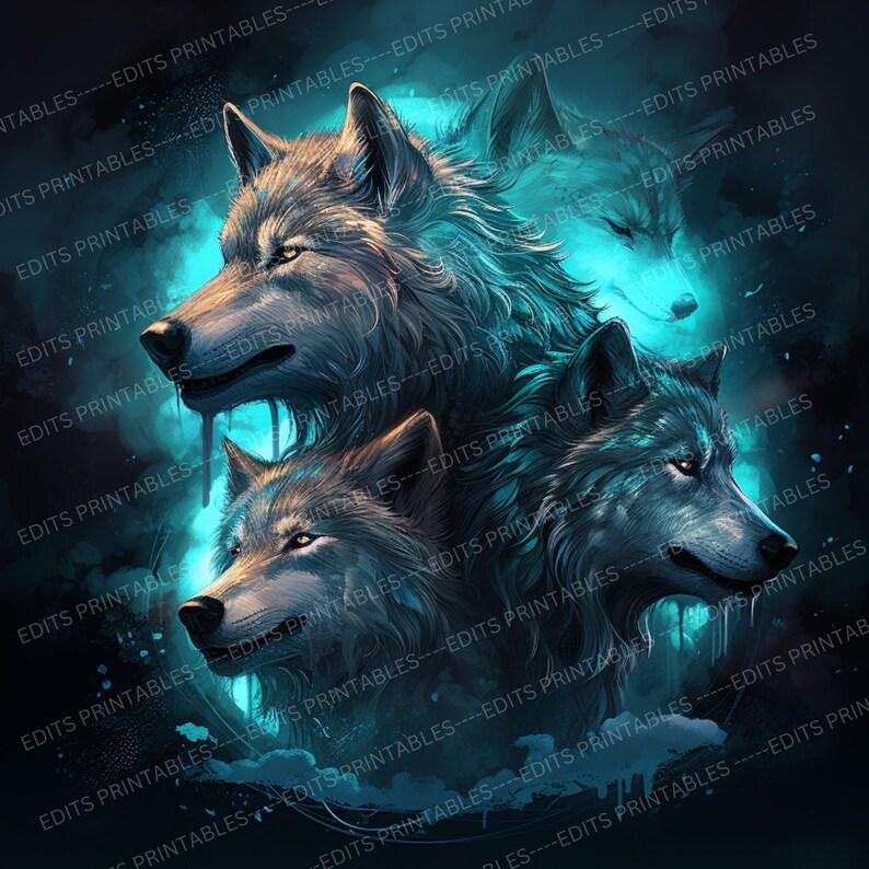 Wolf Clipart, Mystical Interpretations, Instant Download JPEG, Pack of ...