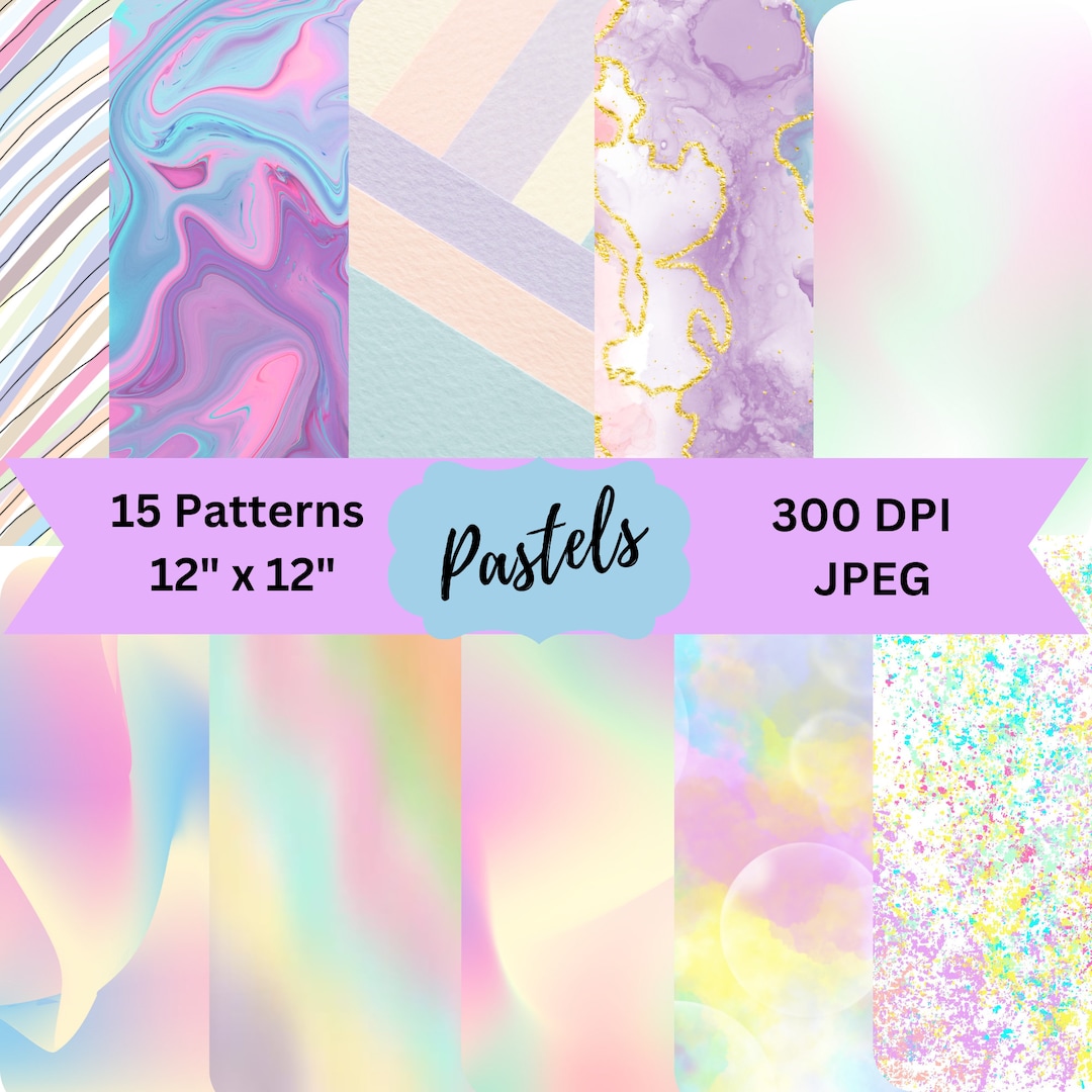 Digital Paper Pack, Pastel Print, INSTANT DOWNLOAD, 12x12, Pastel ...