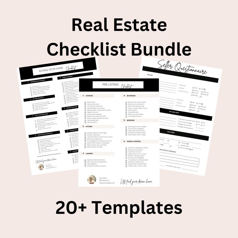 Real Estate Checklist Bundle - Editable Templates (digital Download) - Etsy