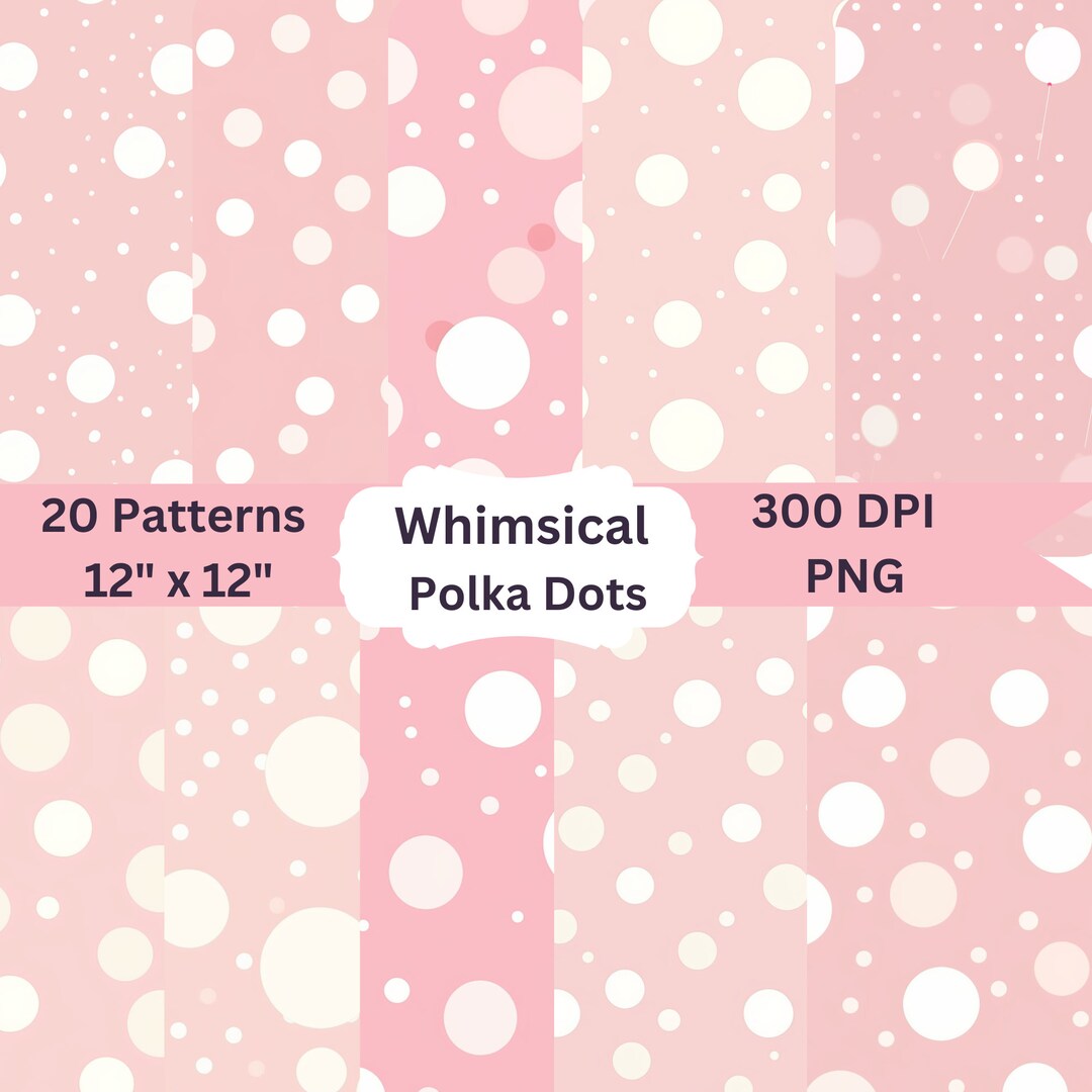 Digital Paper Pack, Baby Pink Digital Paper, Polka Dot Print, INSTANT ...