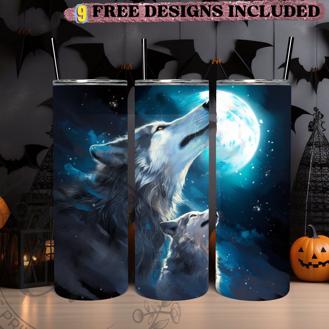 Wolf Tumbler Sublimation Wrap 20oz Skinny Design Digital Download PNG ...
