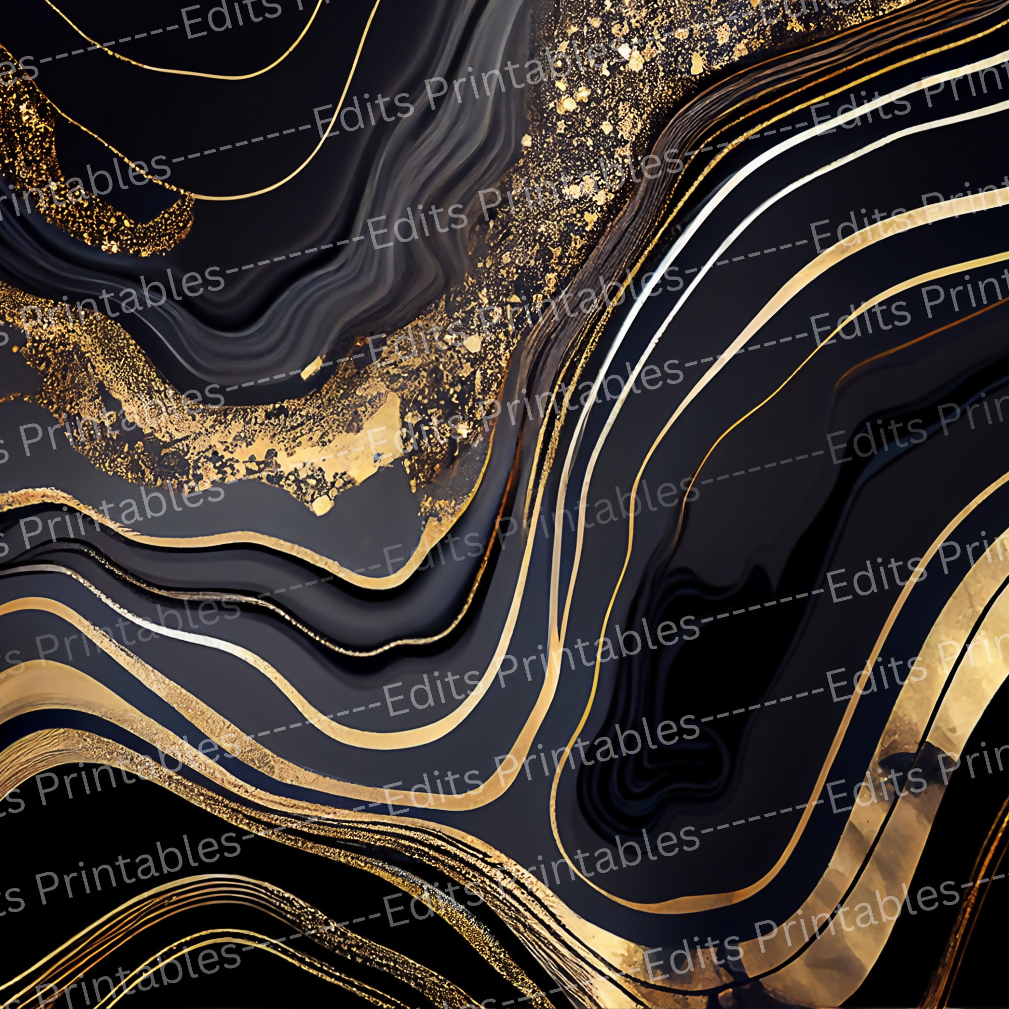 Digital Paper, Black and Gold Marble Digital Paper, INSTANT DOWNLOAD ...