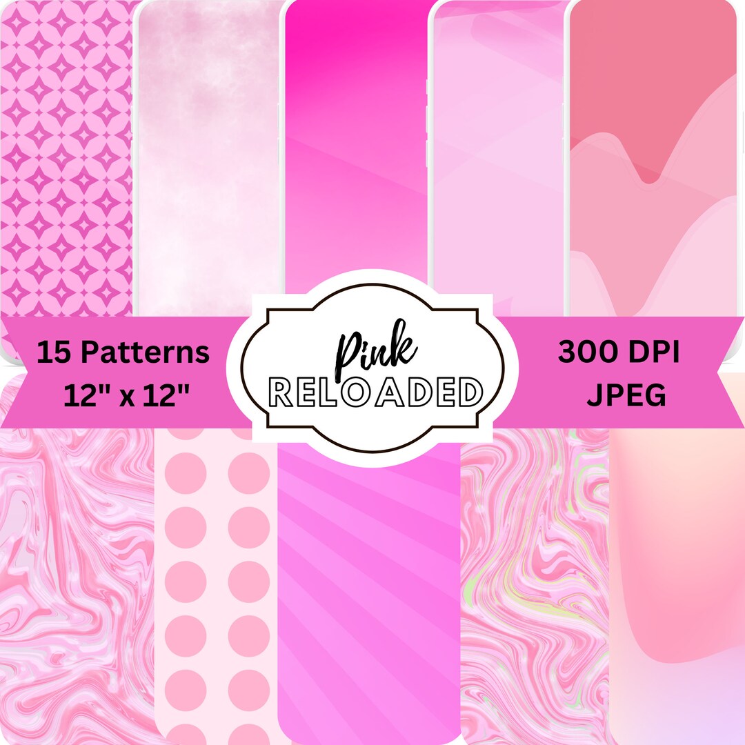 Digital Paper, Pink Reloaded, INSTANT DOWNLOAD, 12x12, Pink Background ...