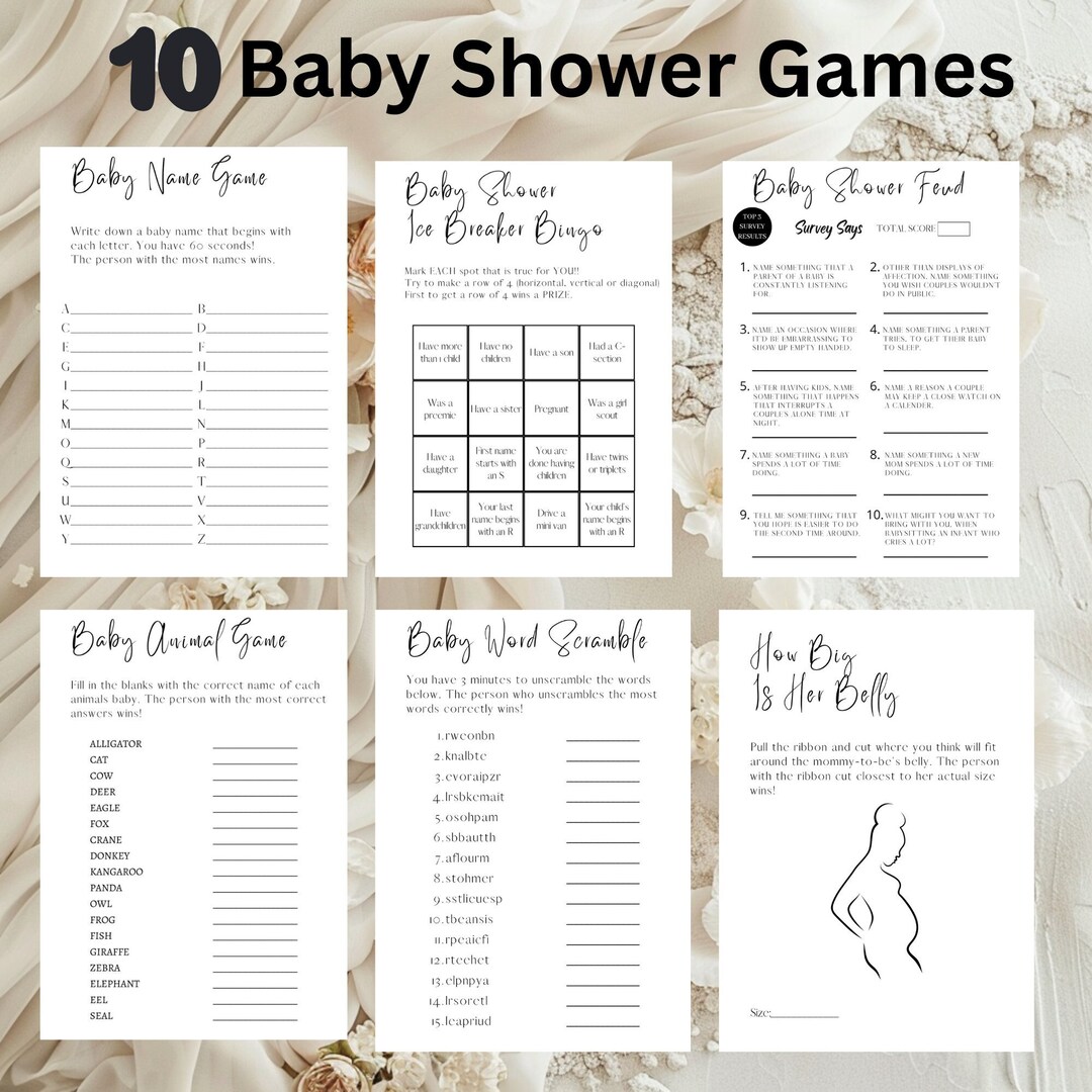 Baby Shower Game Bundle: Trivia, Bingo, Word Scramble (digital Download ...