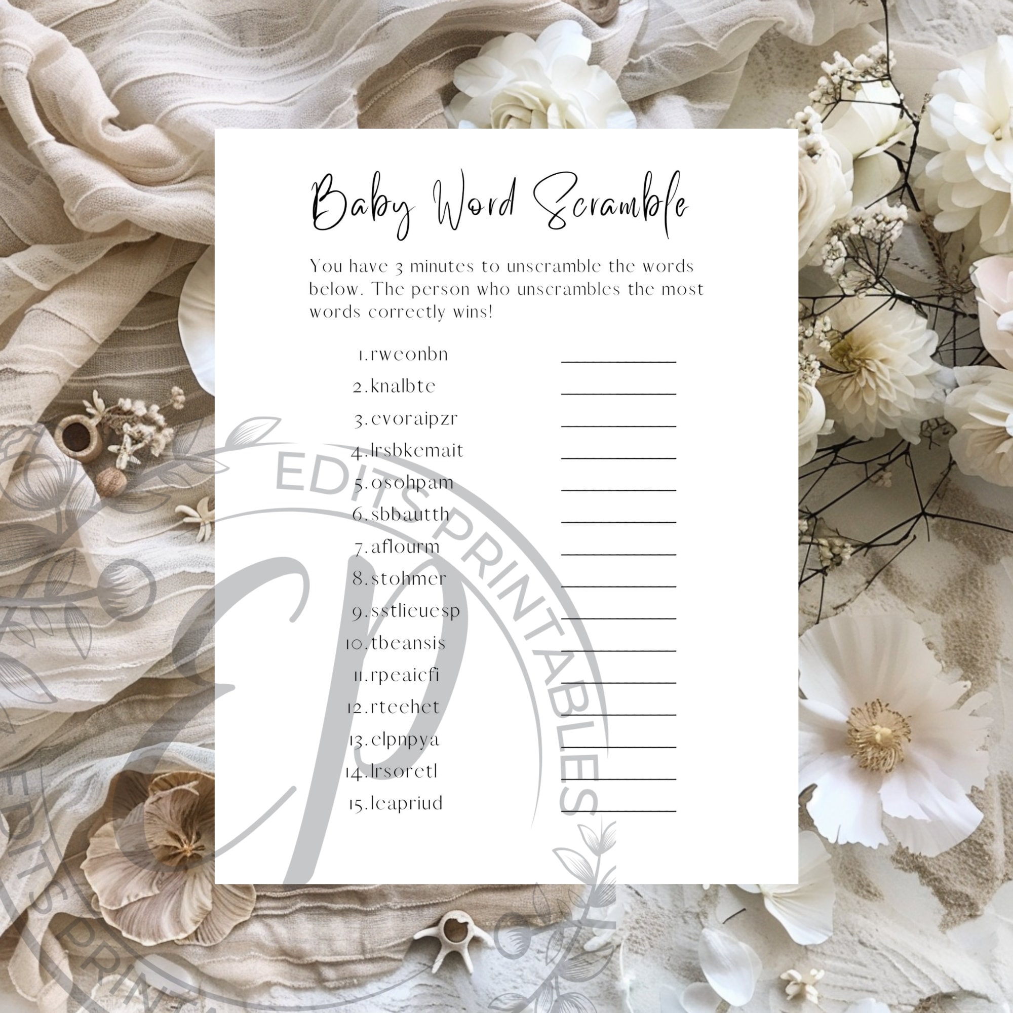 Baby Shower Word Scramble Game: Printable Trivia (PDF) - Etsy