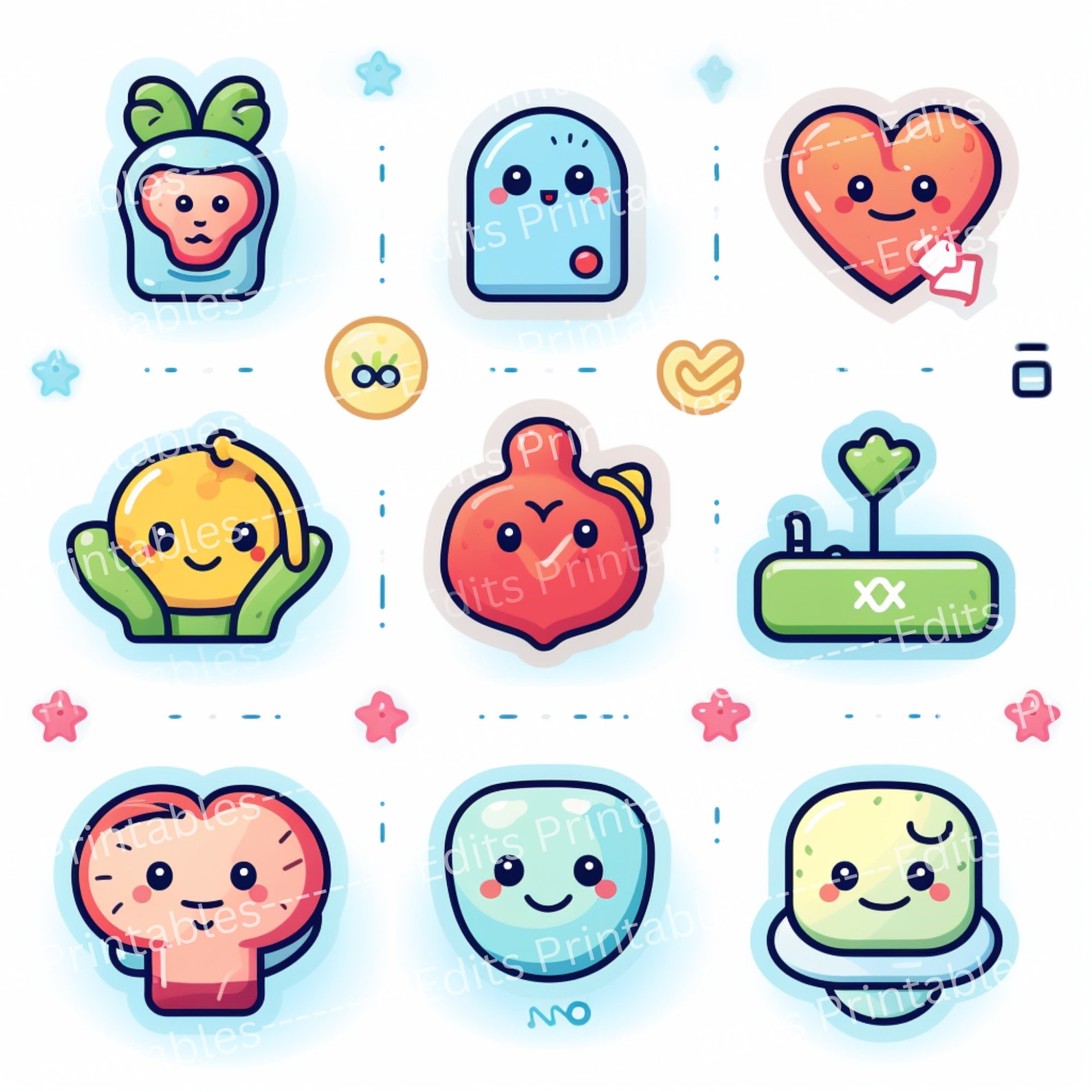 Sprite Sheet, Health and Life Icons, Video Gaming, Kawaii Style ...