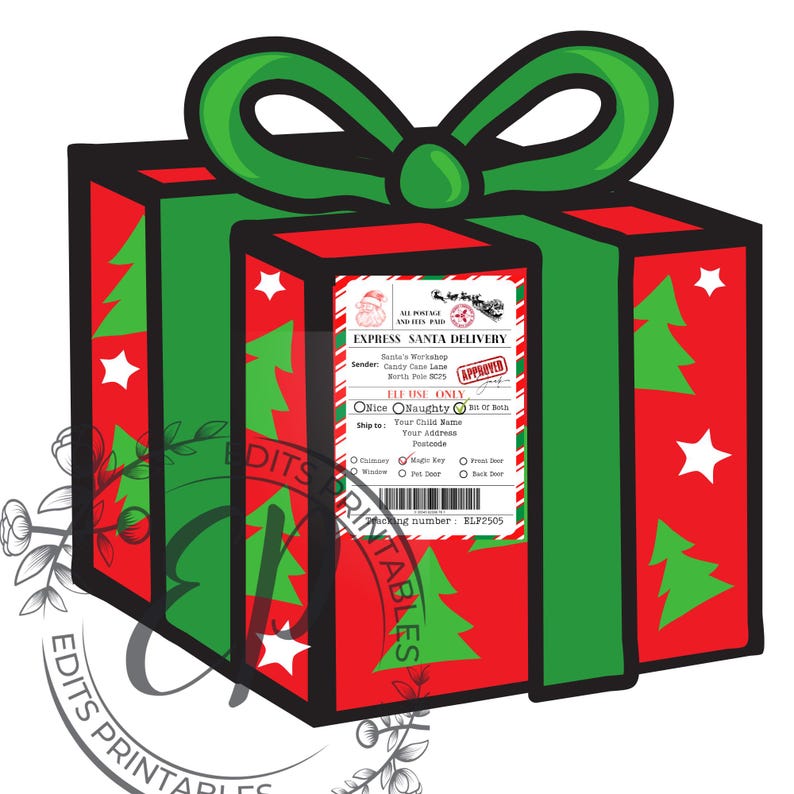 Printable Elf Arrival Box Shipping Label Template, North Pole Elf Mail ...