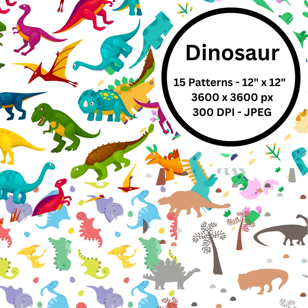 Digital Paper, Dinosaur Print, INSTANT DOWNLOAD, 12x12, Dinosaur ...