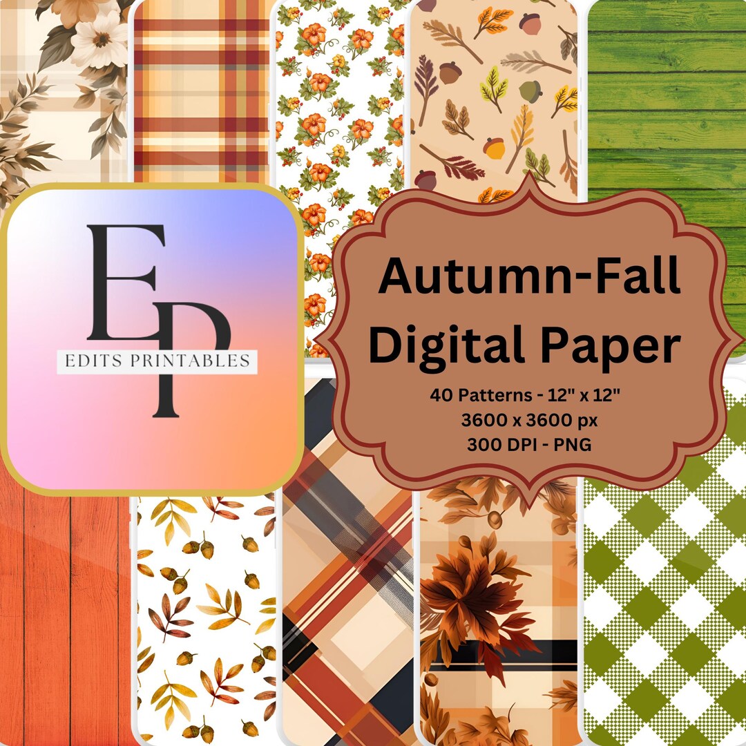 Autumn Fall Digital Paper Pack, Cozy Fall Patterns, Seasonal Scrapbook ...