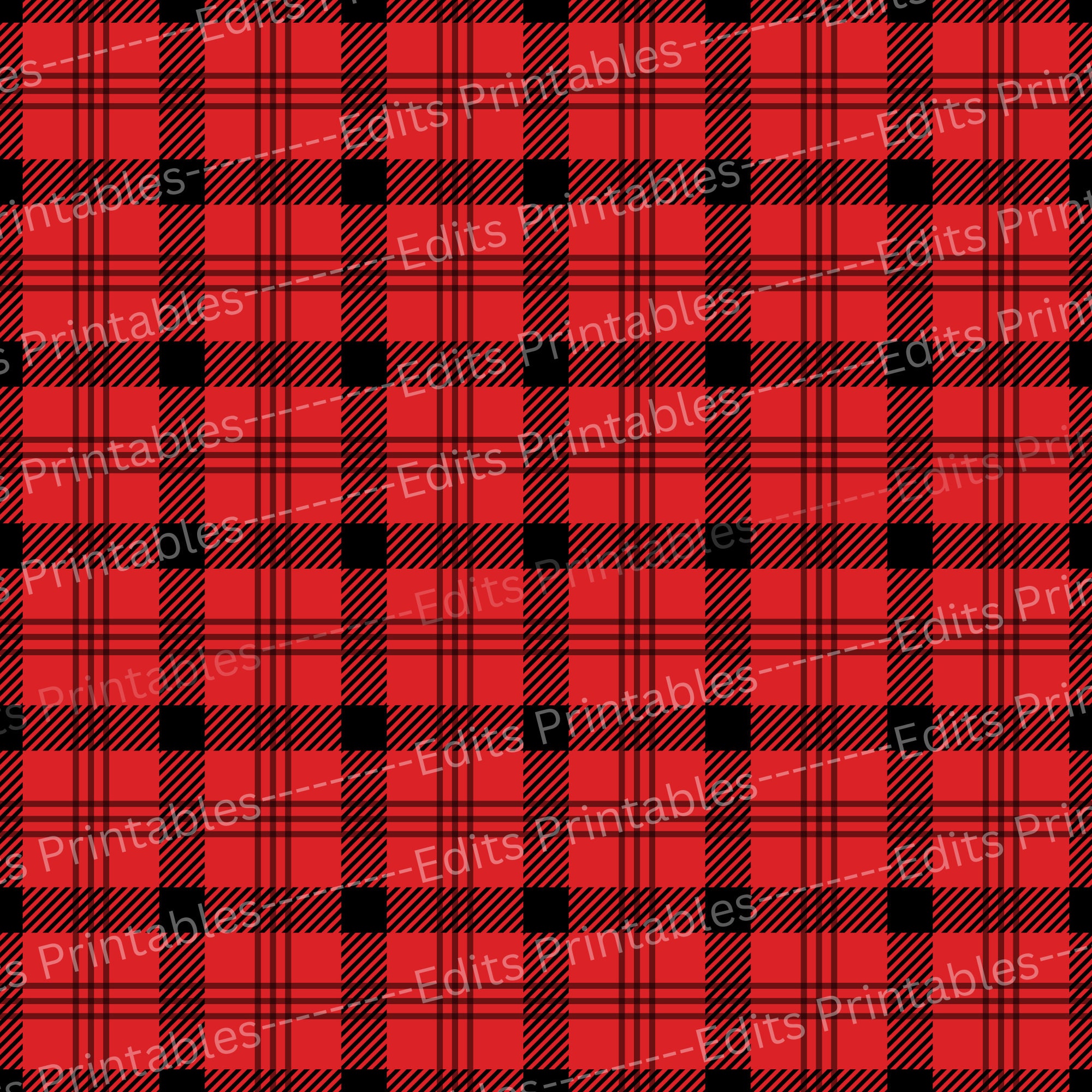 Plaid Digital Paper, Plaid Patterns Background Digital Paper, Red and ...