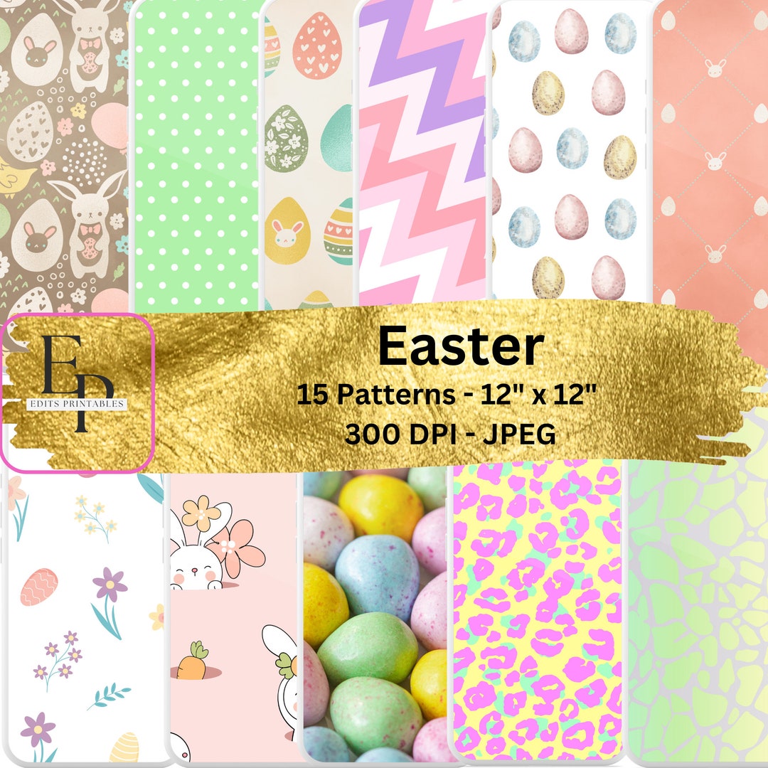 Easter Pattern Digital Paper, INSTANT DOWNLOAD, 12x12, Commercial Use ...