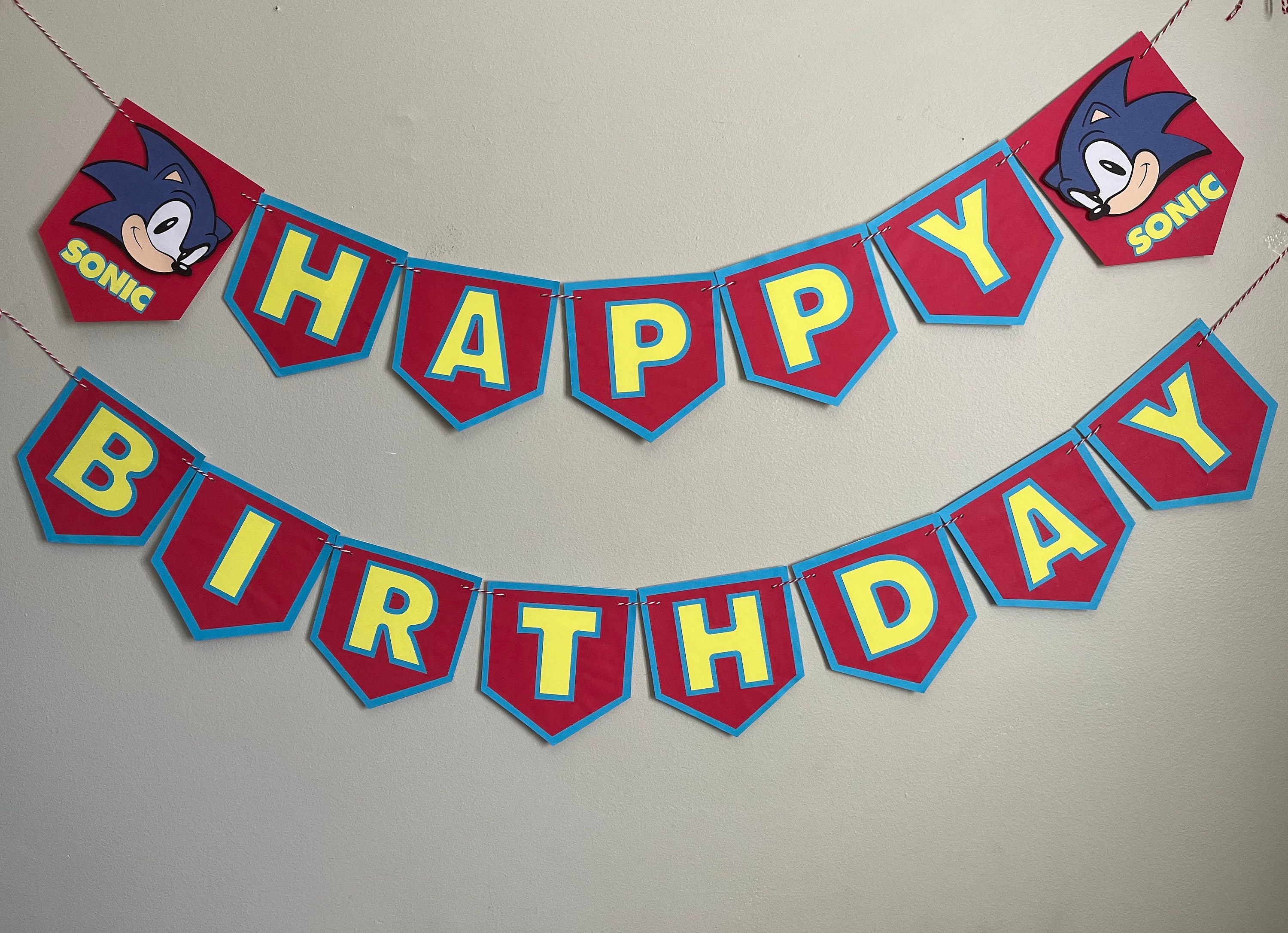 Sonic The Hedgehog Banner Happy Birthday Sonic Banner Decor Sonic Party Theme Etsy