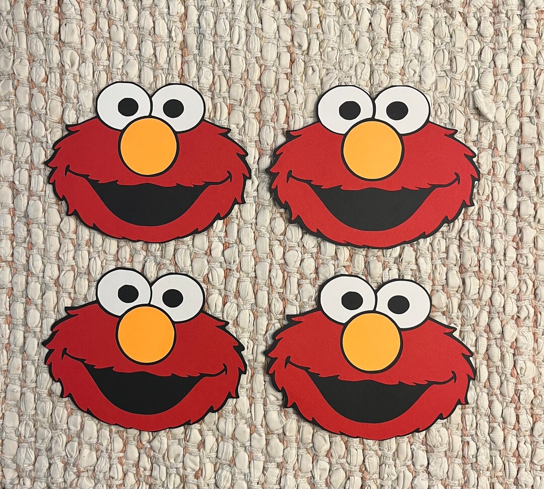 Elmo Cutouts X4 Elmo Face Cutout Sesamme Street Cutouts, Elmo Party ...