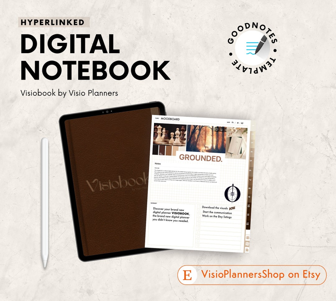 Visiobook - Hyperlinked Digital Notebook for Goodnotes | 12 Sections ...