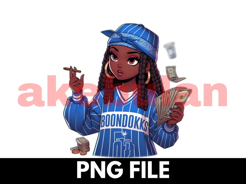 Female Boondocks Style Cartoon, Rapper,ski Mask, Gangster, PNG, Cricut ...