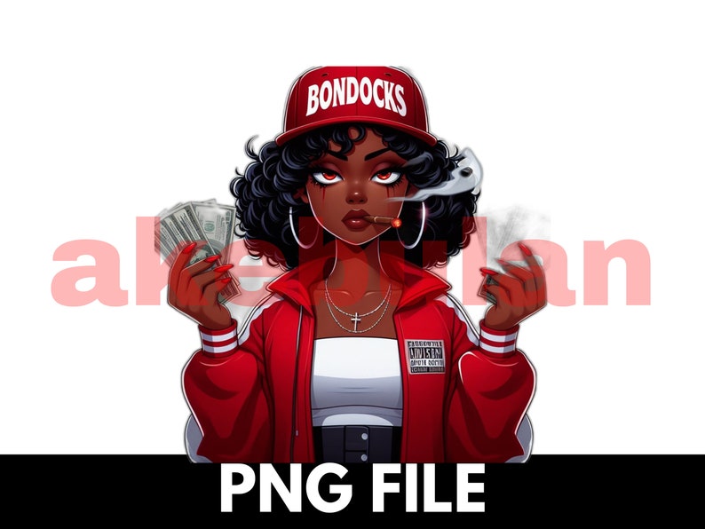 Female Boondocks Style Cartoon, Rapper,ski Mask, Gangster, PNG, Cricut ...