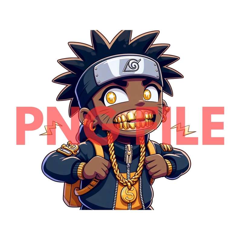 Black Naruto Style PNG Cartoon,rapper,ski Mask,hip Hop, Gangster, PNG ...