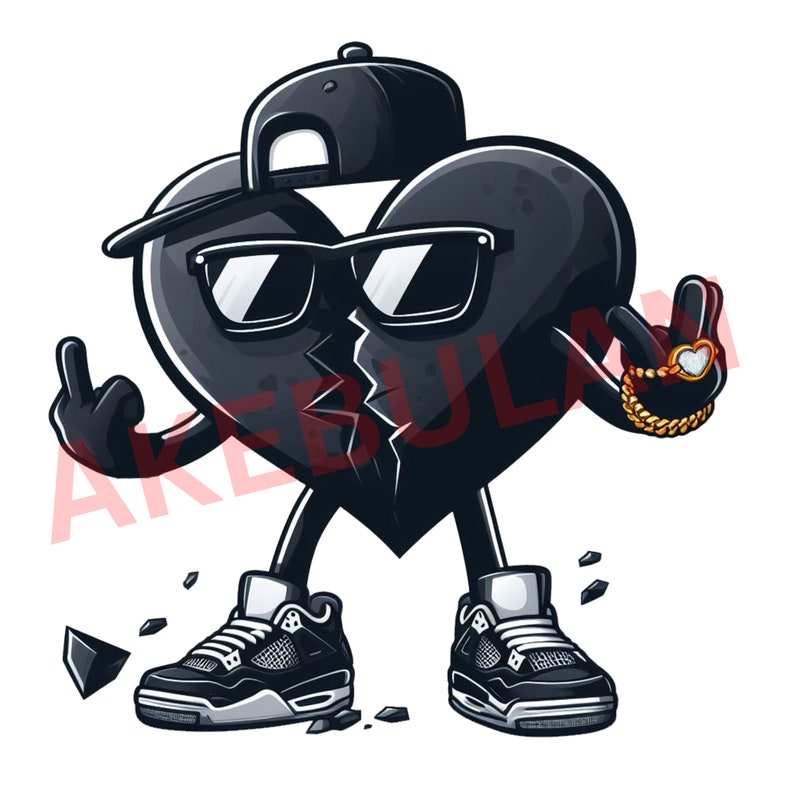 Broken Heart Character Rapper Ski Mask Hip Hop Gangster - Etsy