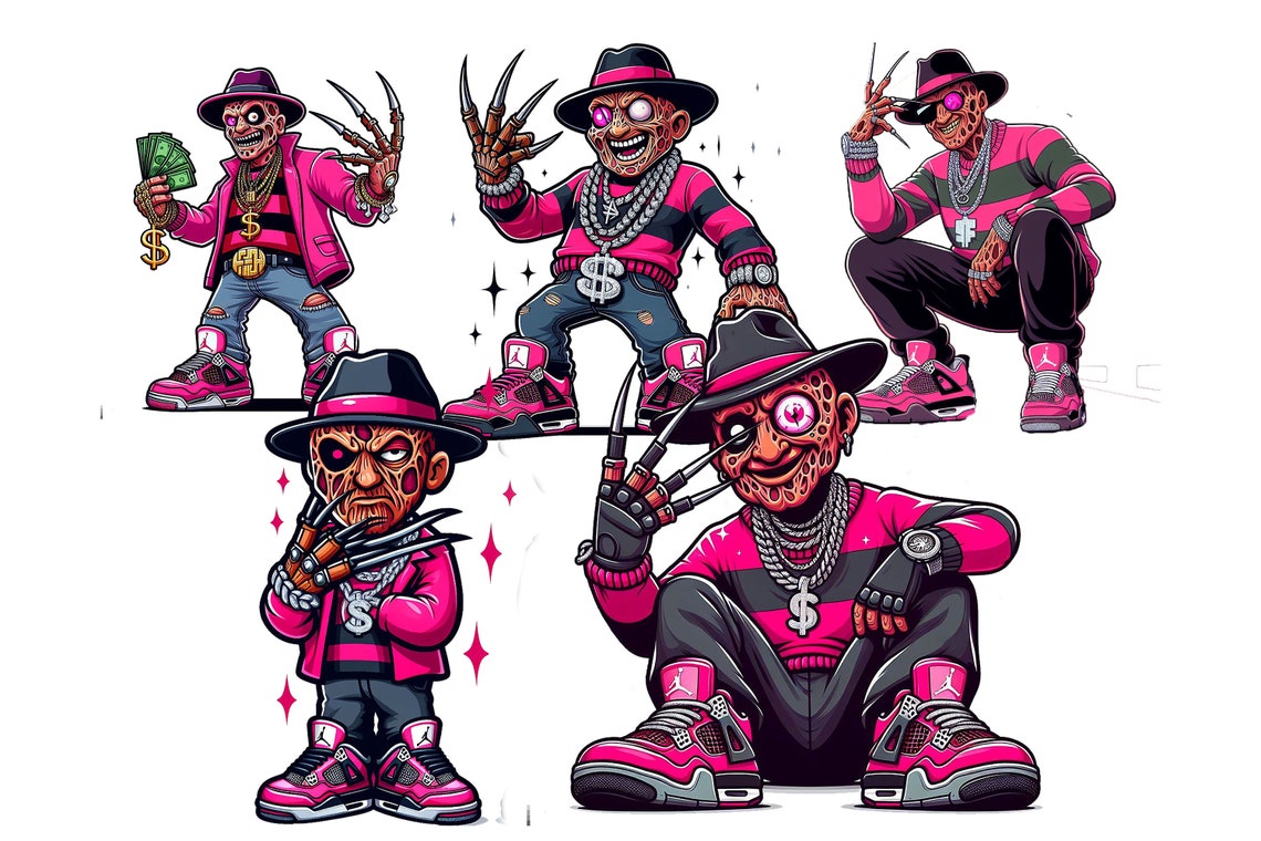 5 Pack Freddy Krueger Gangster Character Dollar Sign, Rapper,gangster ...