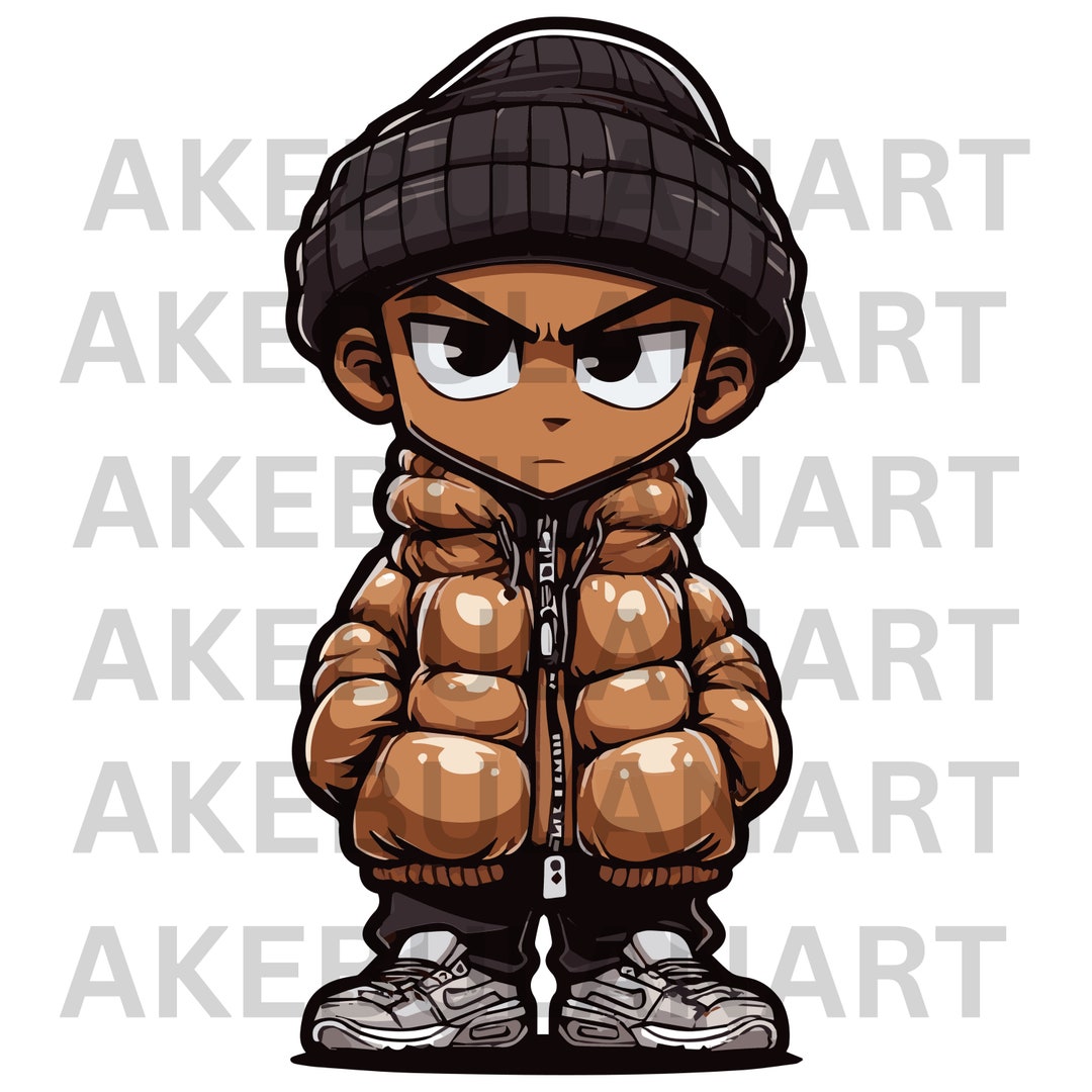Boondocks Style Cartoon, Rapper,ski Mask, Hip Hop, Gangster, PNG ...