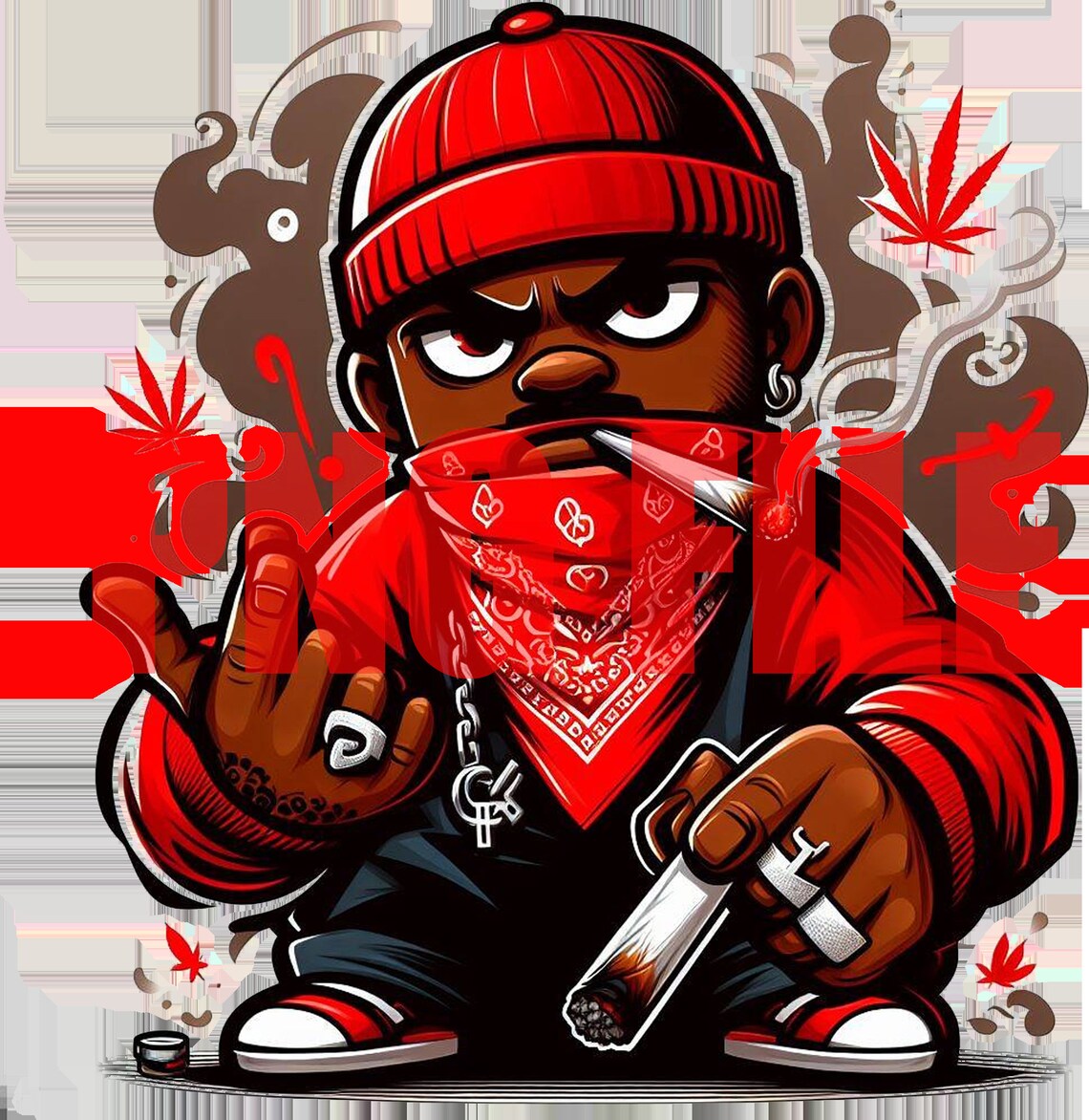 Blood Boondocks Style Cartoon, Rapper,ski Mask, Hip Hop, Gangster, PNG ...