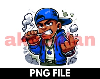 Blood Boondocks Style Cartoon, Rapper,ski Mask, Hip Hop, Gangster, PNG ...