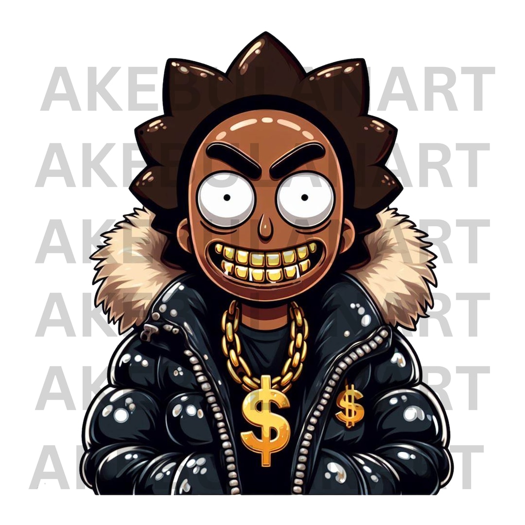 Rick and Morty Skull Broken Heart Character Dollar Signs, Gangster, PNG ...