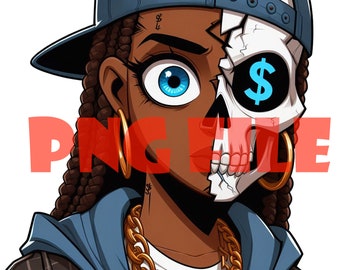 Boondocks Style Cartoon, Rapper,ski Mask, Hip Hop, Gangster, PNG ...