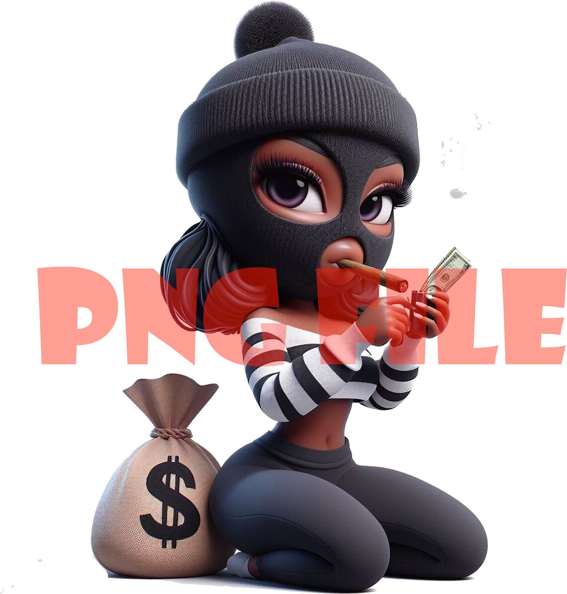 Female Boondocks Style Cartoon, Rapper,ski Mask, Gangster, PNG, Cricut ...
