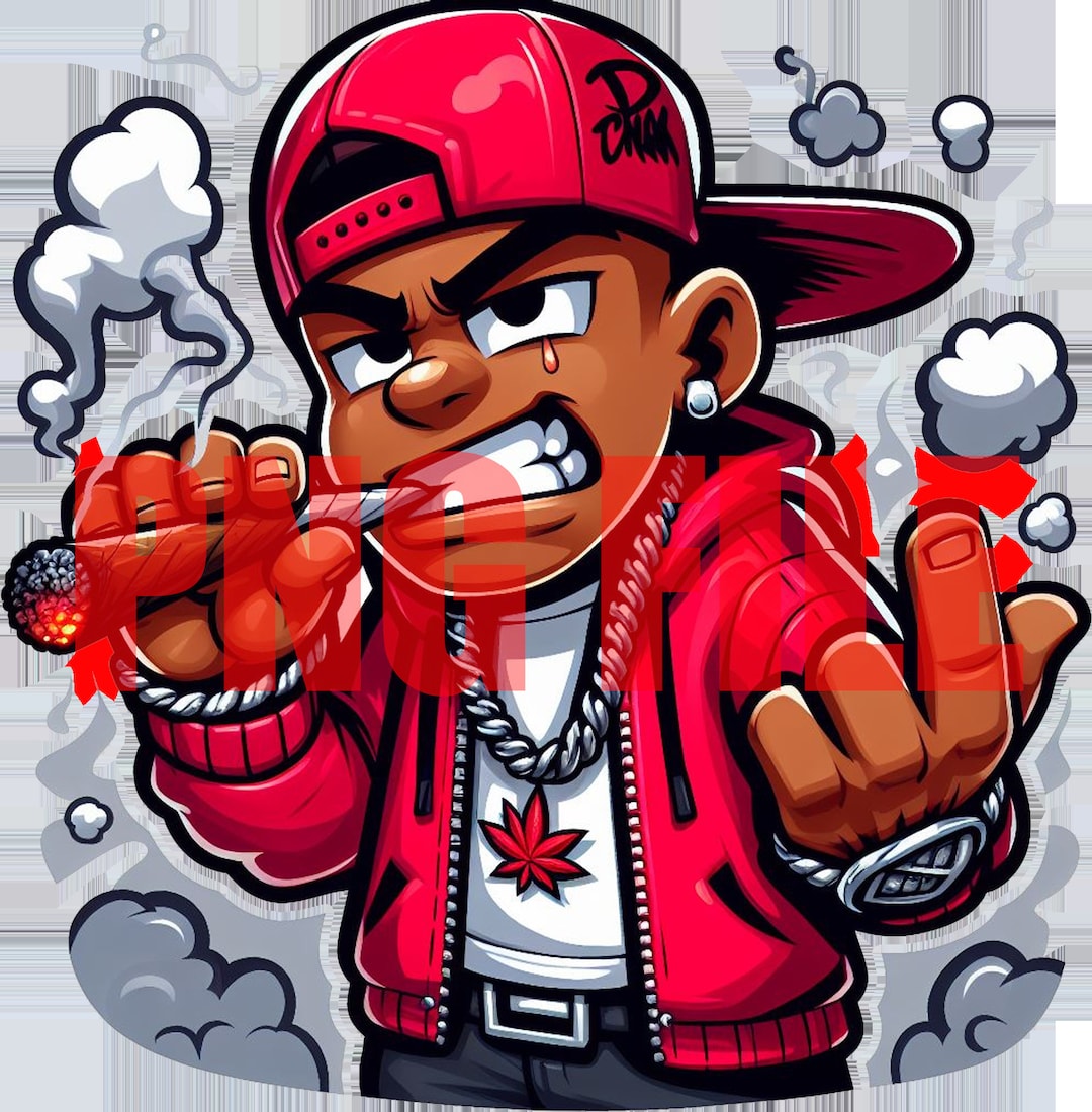 Blood Boondocks Style Cartoon, Rapper,ski Mask, Hip Hop, Gangster, PNG ...