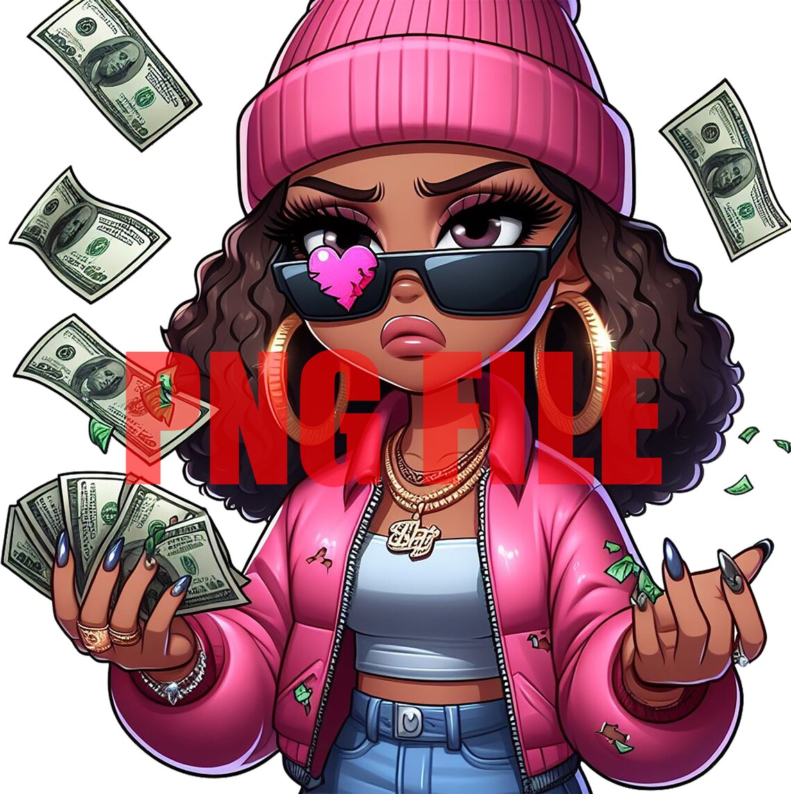 Female Boondocks Style Cartoon, Rapper,ski Mask, Gangster, PNG, Cricut ...