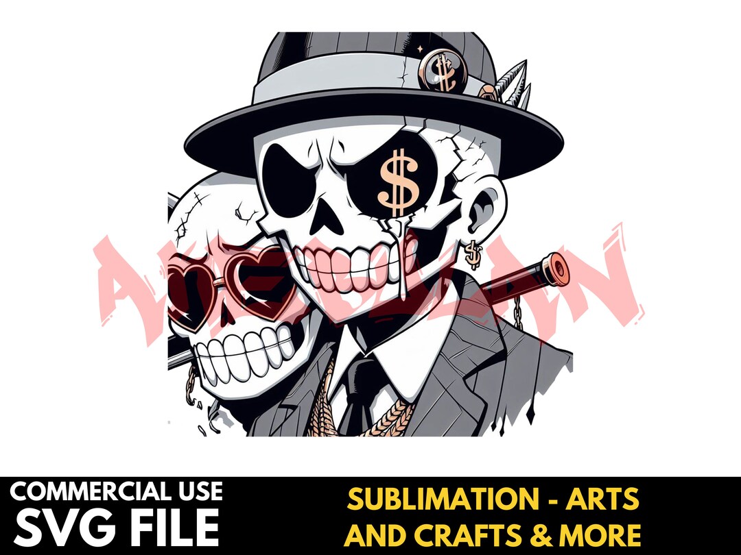 Skull Broken Heart Character Dollar Signs, Rapper, , Hip Hop, Gangster ...