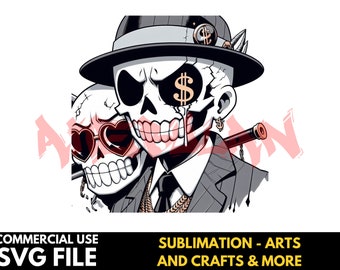 Skull Broken Heart Character Dollar Signs, Rapper, , Hip Hop, Gangster ...