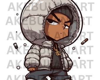 Blood Boondocks Style Cartoon, Rapper,ski Mask, Hip Hop, Gangster, PNG ...